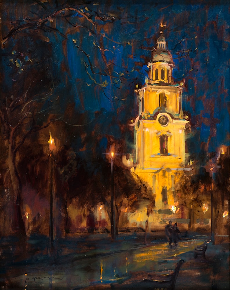 Nightfall on Cathedral Square by Daniel F. Gerhartz - Art Renewal Center