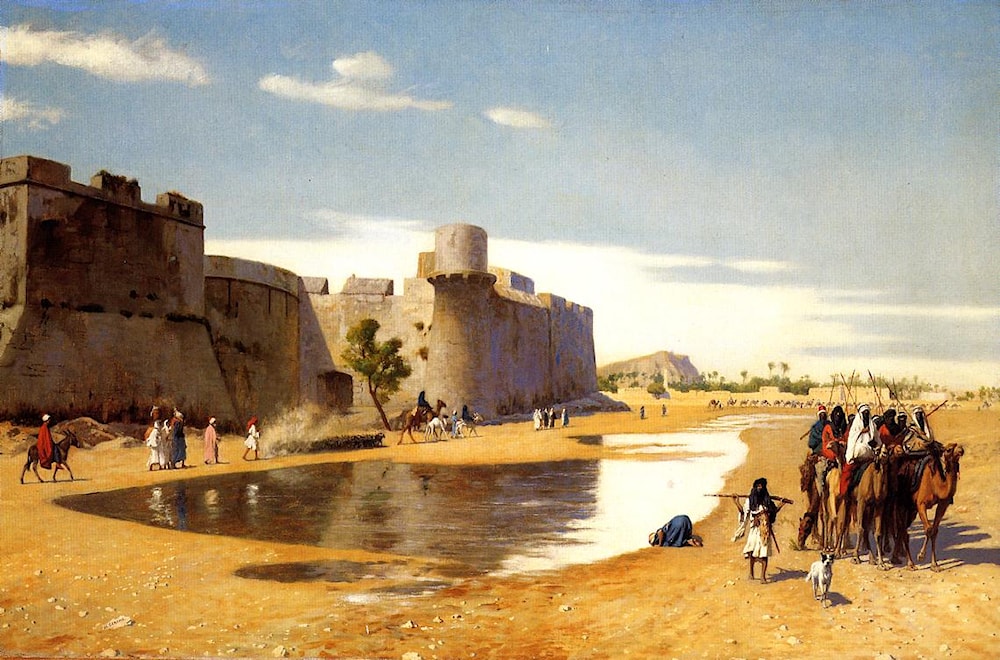 An Arab Caravan outside a Fortified Town, Egypt by Jean-Léon Gérôme ...