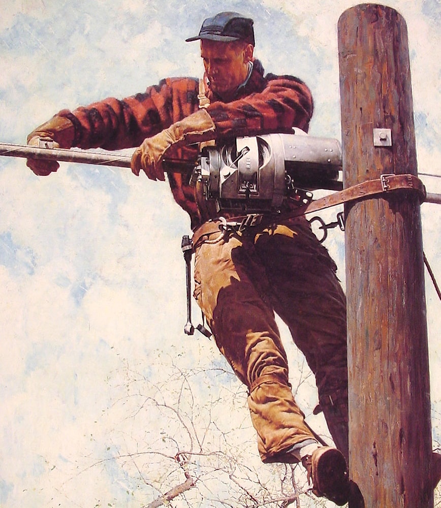 The Lineman by Norman Rockwell - Art Renewal Center