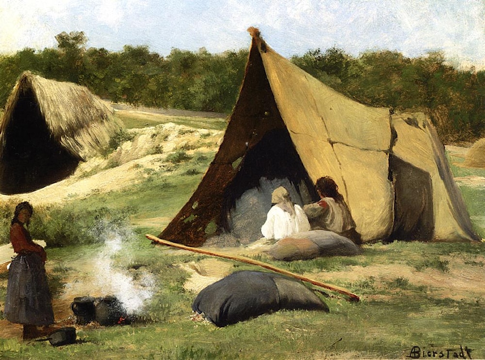 Indian Camp by Albert Bierstadt - Art Renewal Center