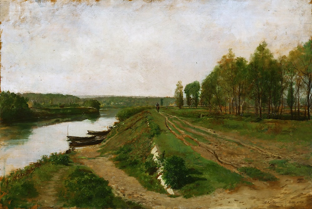The Seine at Poissy by Jean-Louis Ernest Meissonier - Art Renewal Center