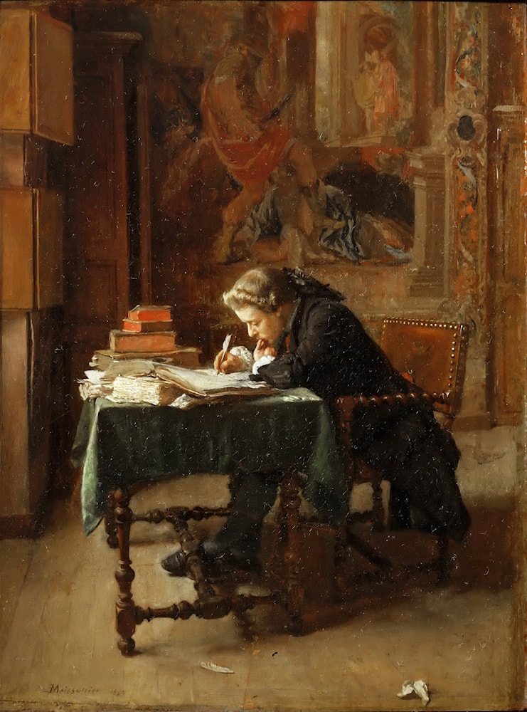 Young Man Writing by Jean-Louis Ernest Meissonier - Art Renewal Center