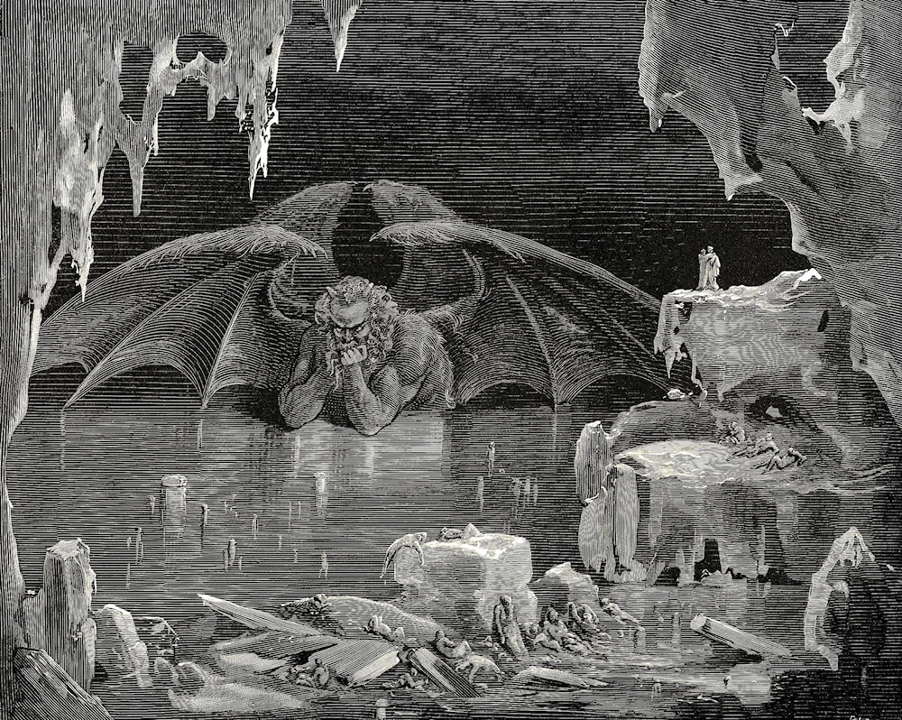 The Inferno, Canto 34, lines 20-21 by Gustave Dore - Art Renewal Center