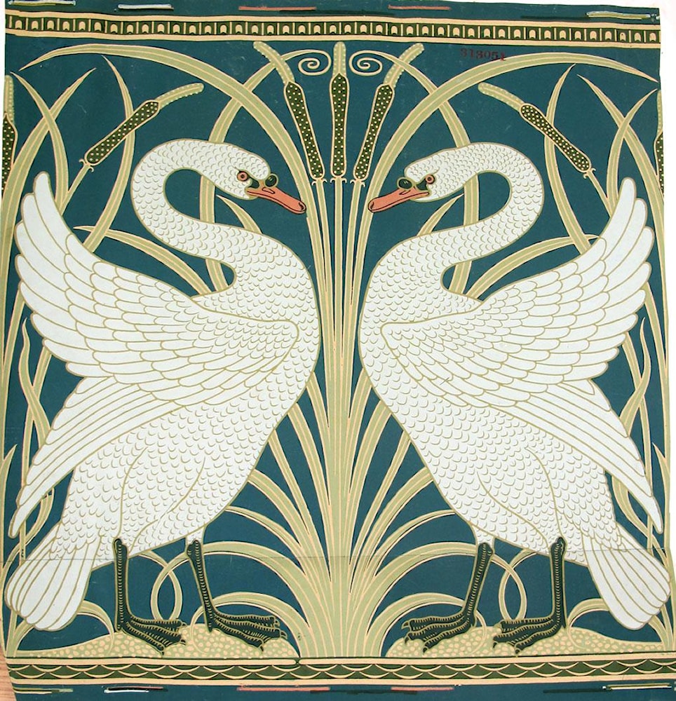 Swan and Rush Wallpaper Design by Walter Crane - Art Renewal Center