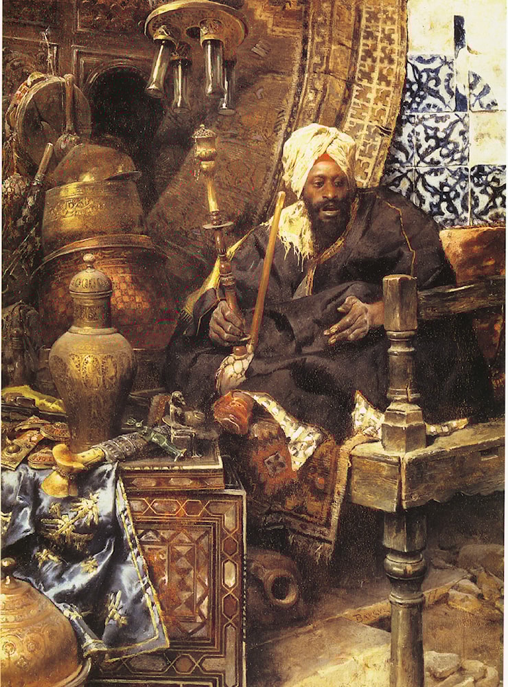 Arab Merchant Among His Antiques by Charles Bargue - Art Renewal Center