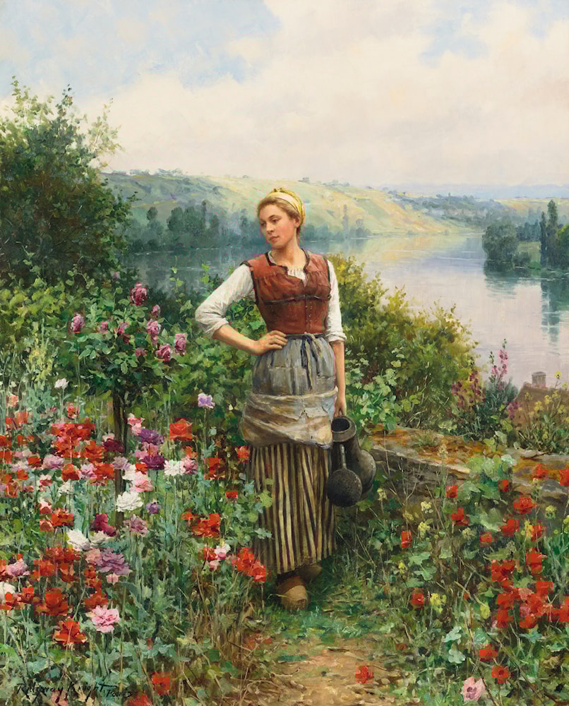 Ridgway on the Terrace at Rolleboise by Daniel Ridgway Knight - Art ...