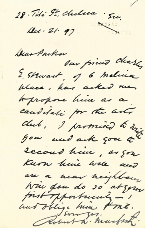 Robert Walker Macbeth Letter by Robert Walker Macbeth - Art Renewal Center