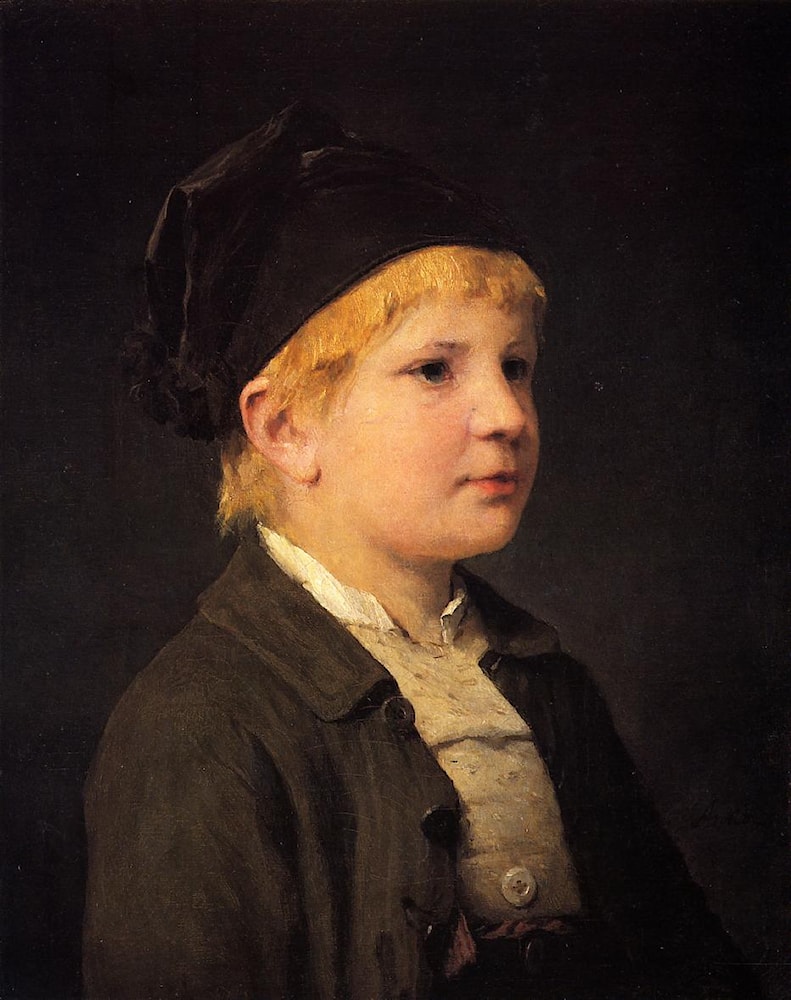 Portrait of a Young Boy by Albert Anker - Art Renewal Center