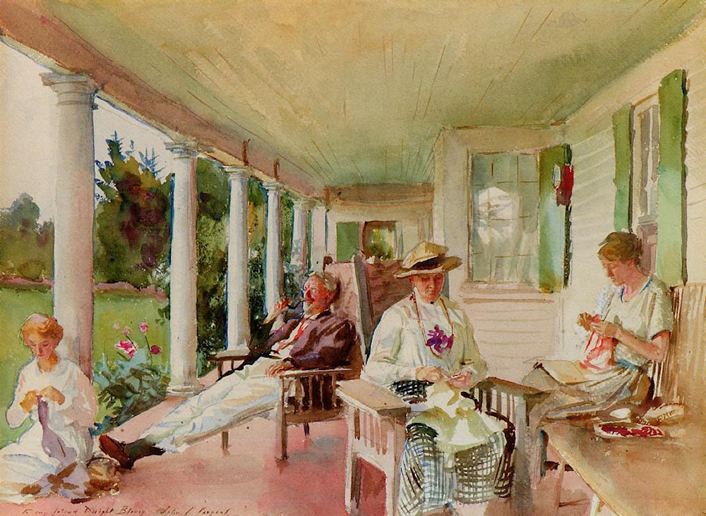 On the Verandah (Ironbound Island, Maine) by John Singer Sargent - Art ...