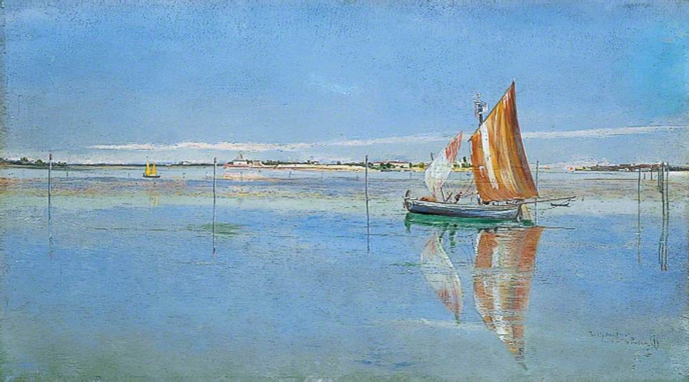 On the Lagoon, Venice by John William Inchbold - Art Renewal Center