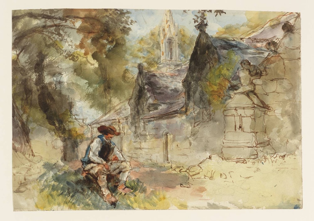 Forest of Fontainebleau: A Peasant outside a Church under Trees by John ...