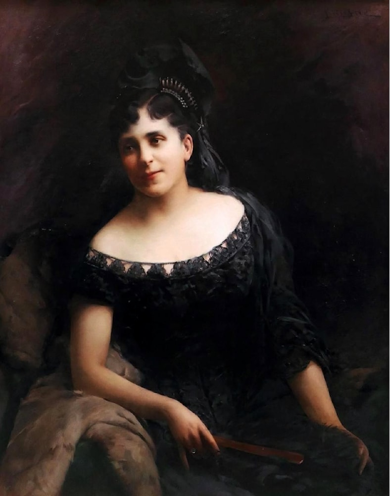 Portrait of a Lady in a Black Dress by Paul Francois Quinsac - Art ...
