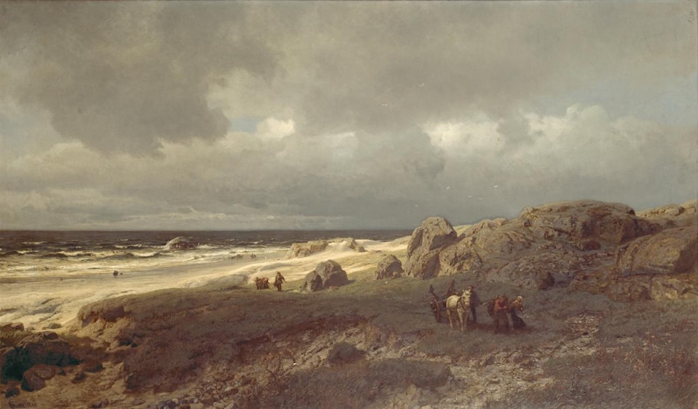 After the Storm, Norwegian Coast by Hans Fredrik Gude - Art Renewal Center