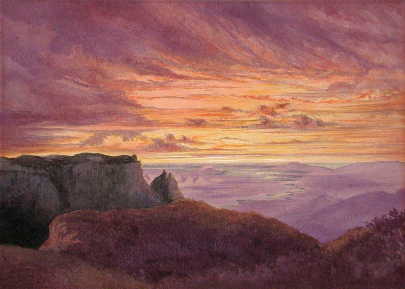 Mountain landscape with a view of Bombay by John Ruskin - Art Renewal ...