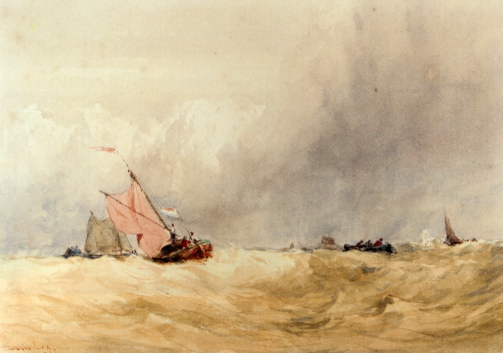 ARC / Shipping On The Sheldt, Dort Church In The Distance by David Cox