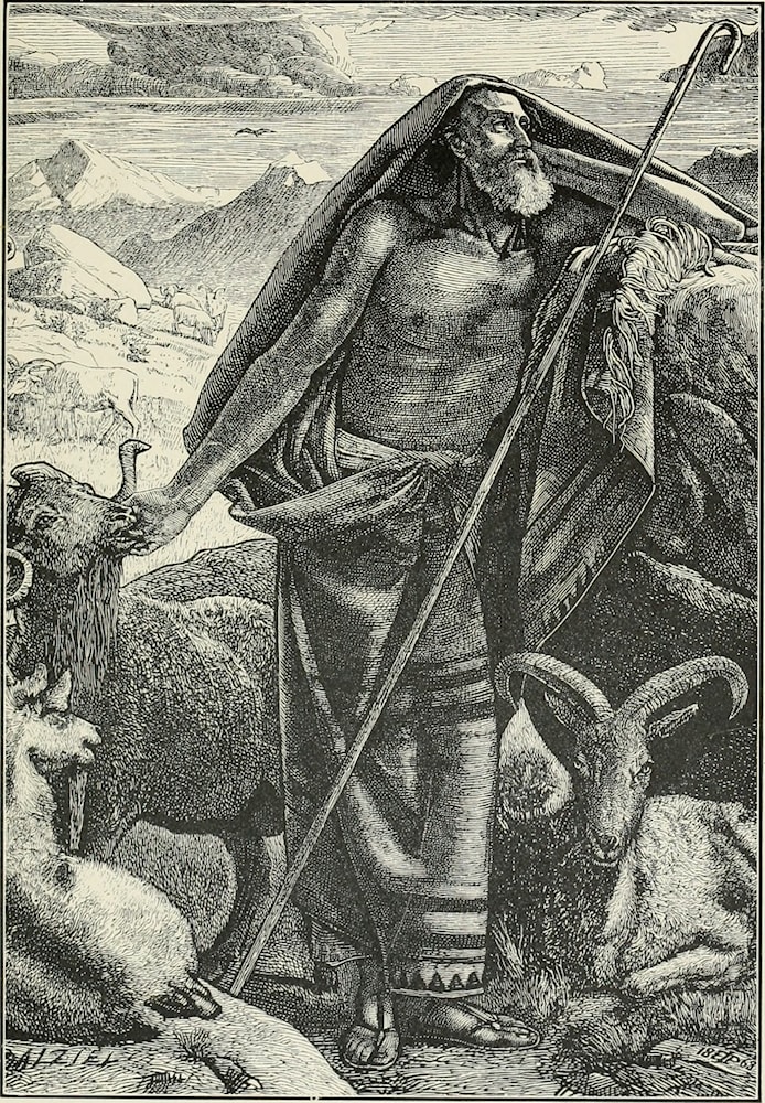 Moses Keeping Jethro's Sheep (Dalziels' Bible Gallery) by Edward John ...