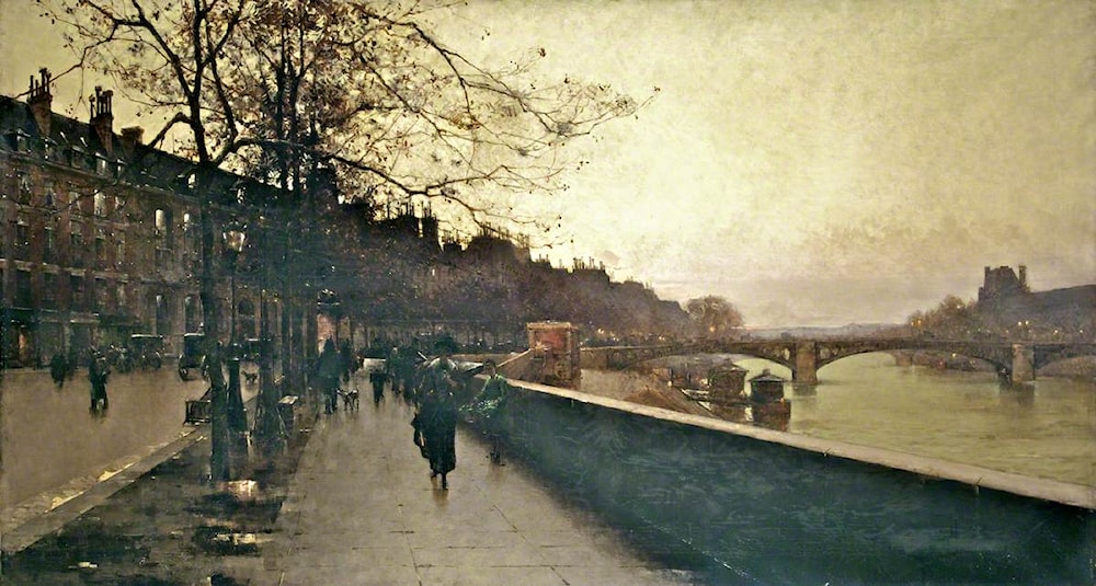 Quai Malaquais, Paris, Twilight by Henri-Gaston Darien - Art Renewal Center