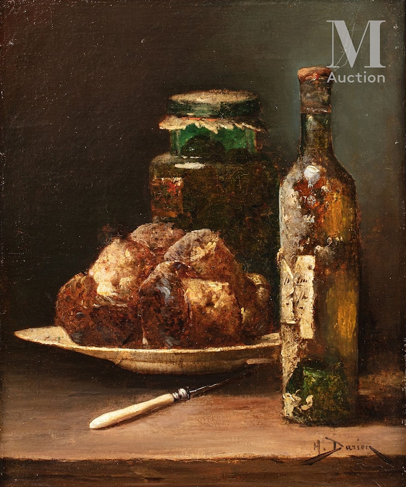 Nature morte à la brioche et bouteille by Henri-Gaston Darien - Art ...