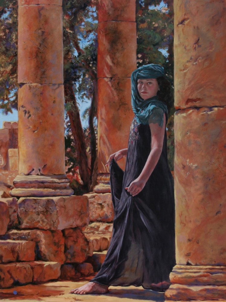 Pillar of Grace in Jarash by Mary Jane Q Cross - Art Renewal Center
