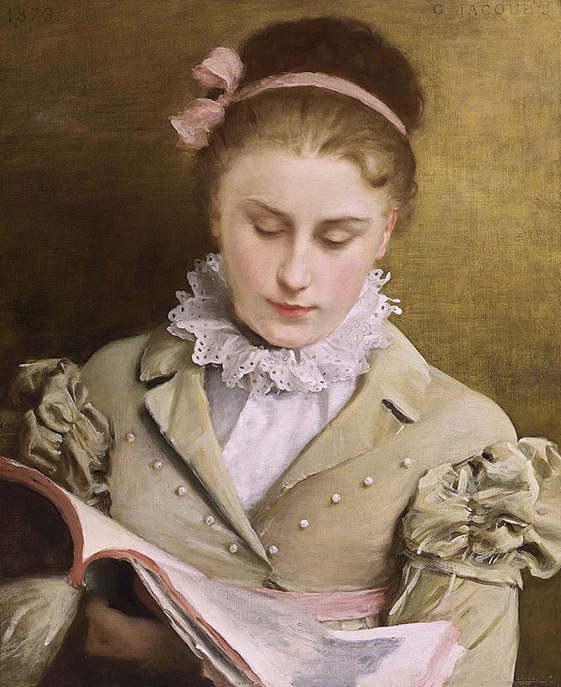 Attentive Reading by Gustave Jean Jacquet - Art Renewal Center