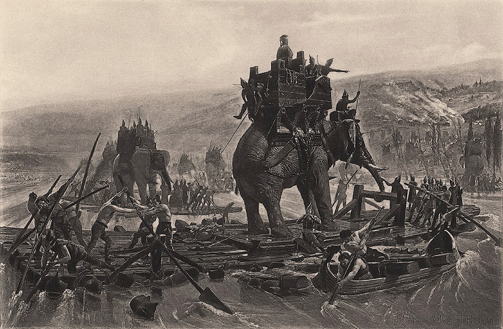 Hannibal's Army Crossing the Rhône by Henri Paul Motte - Art Renewal Center