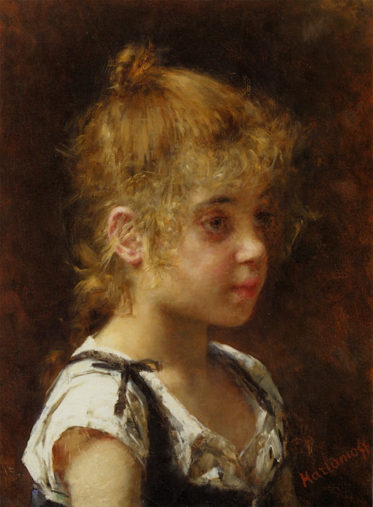 Portrait of a Young Girl by Alexei Alexeivich Harlamoff - 2 images ...