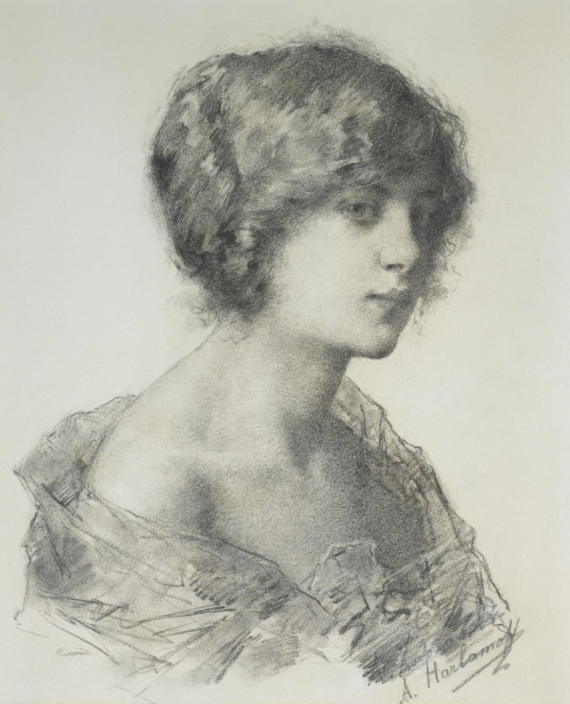 Portrait of a Girl by Alexei Alexeivich Harlamoff - Art Renewal Center