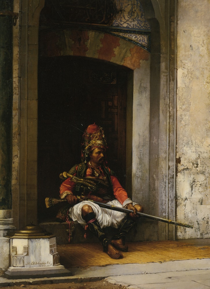 A Seated Bashi Bazouk by Stanislaw Chlebowski - Art Renewal Center