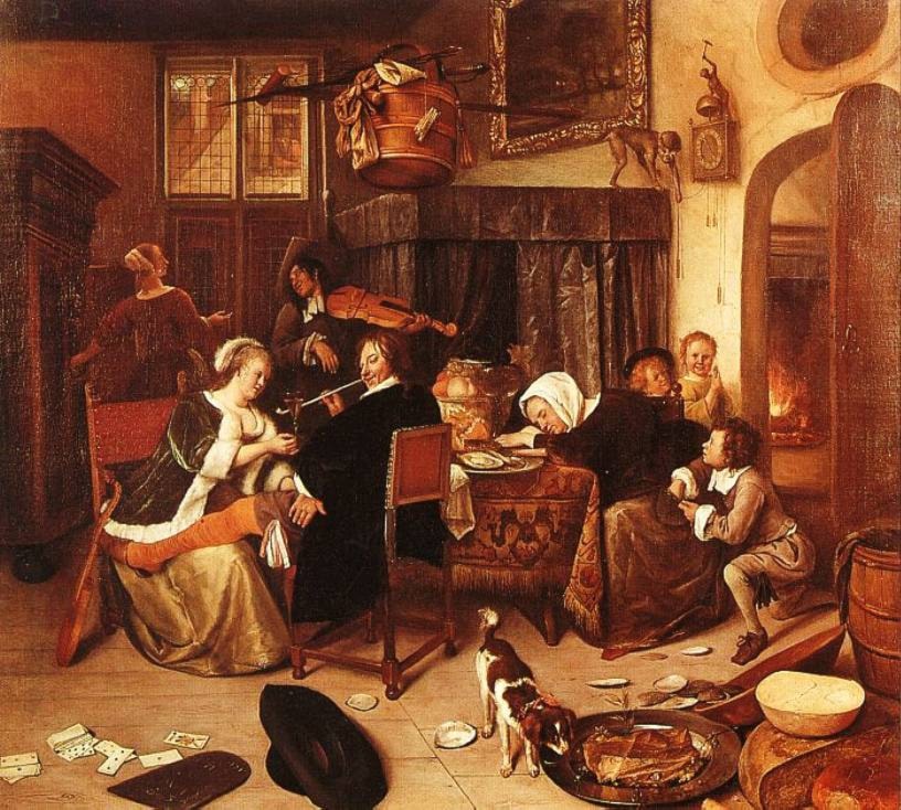 The Dissolute Household by Jan Steen - Art Renewal Center