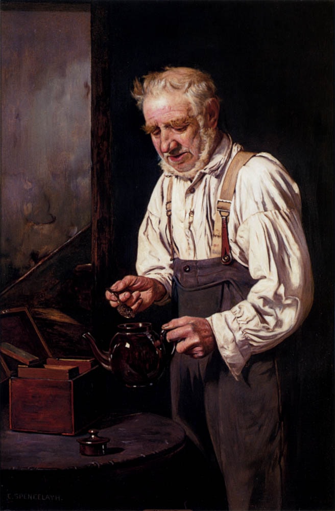 Making The Tea by Charles Spencelayh - Art Renewal Center
