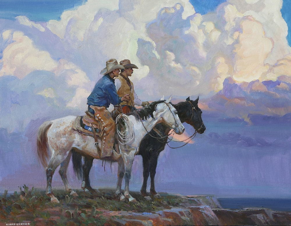 Sunset Chatting by Xiang Zhang - Art Renewal Center