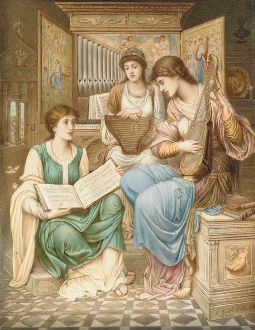 The Gentle Music of a Byegone Day by John Melhuish Strudwick - 2 images ...