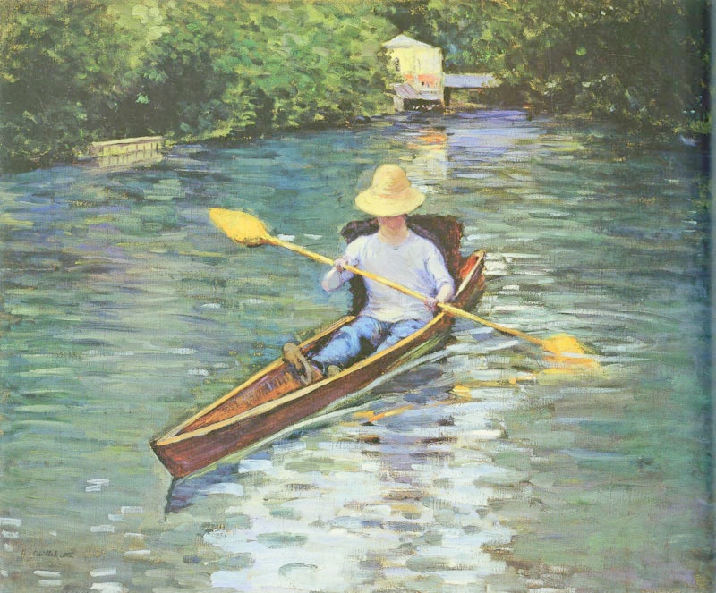 Canoe on the Yerres River by Gustave Caillebotte - Art Renewal Center