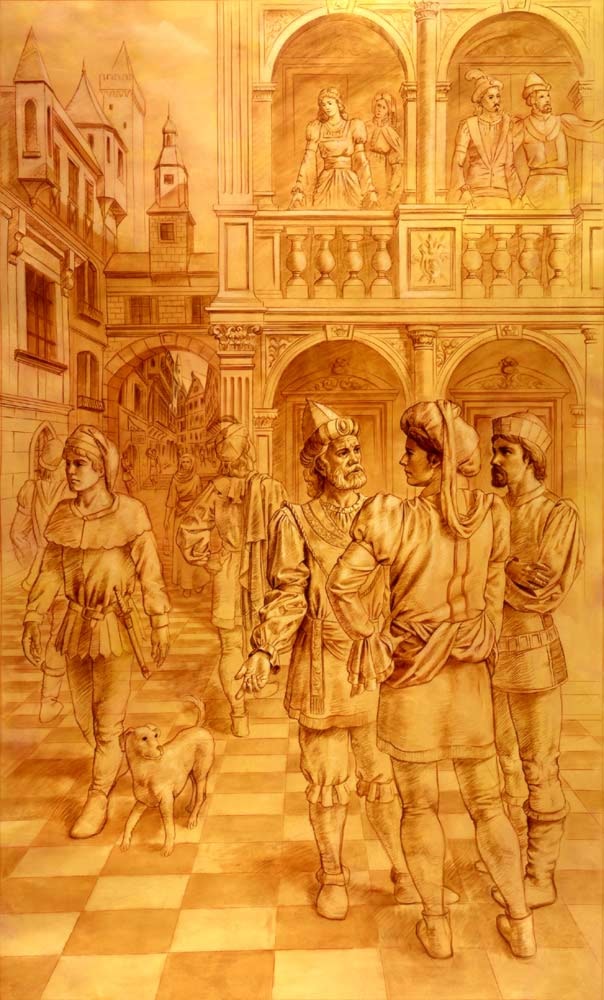 Renaissance Street Scene Mural by David Jermann - Art Renewal Center