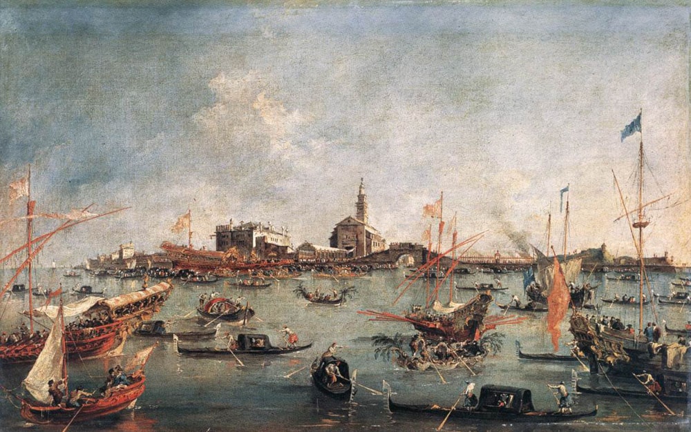 The Doge on the Bucentaur at San Niccolò del Lido by Francesco Guardi ...