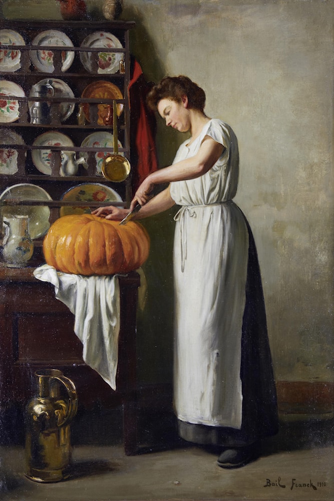 Carving the Pumpkin by Franck Antoine Bail - 2 images - Art Renewal Center