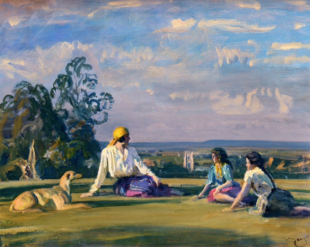 Gypsies On The Downs by Sir Alfred James Munnings - Art Renewal Center