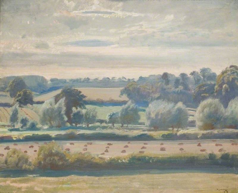 A View of Dedham Vale with Stacks in a Field by Sir Alfred James ...