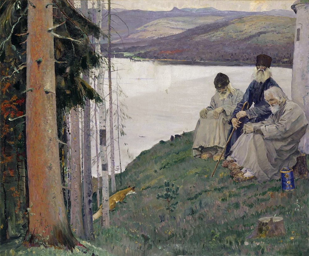 Three Old Men by Mikhail Nesterov - Art Renewal Center