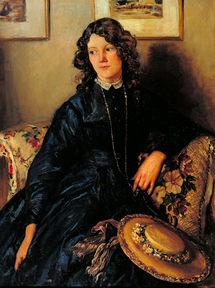 The Blue Dress by Sir Walter Russell - 2 images - Art Renewal Center