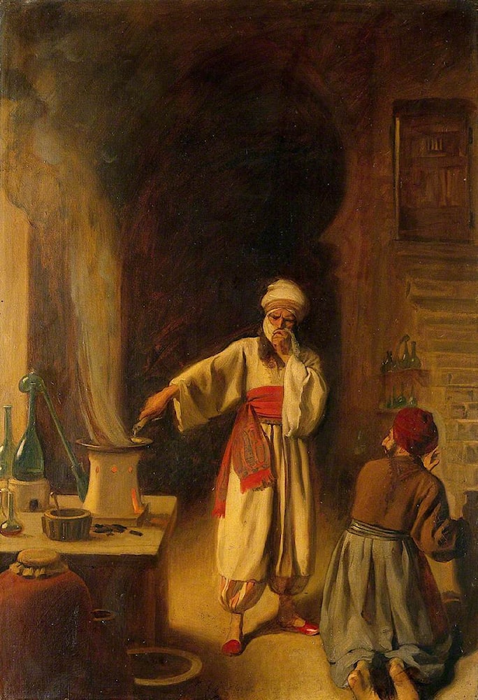 Rhazes, Persian Physician and Alchemist, in His Laboratory at Baghdad ...