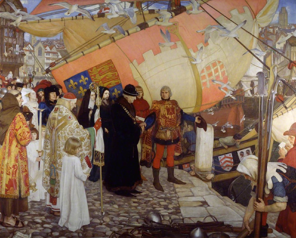 The Departure of John and Sebastian Cabot on their First Voyage of ...