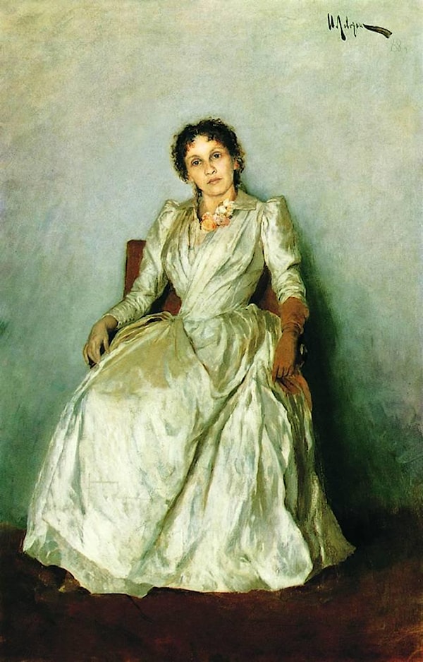 Portrait of Sofia Petrovna Kuvshinnikova by Isaac Levitan - 2 images - Art Renewal Center