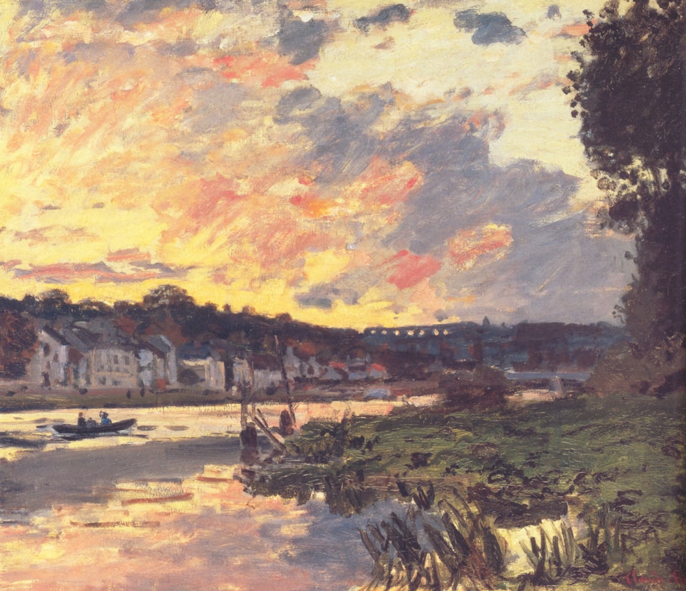 The Seine at Bougival in the Evening by Claude Monet - Art Renewal Center