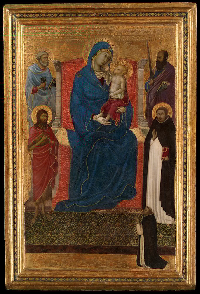 Virgin and Child Enthroned with Saints Peter, Paul, John the Baptist, and Dominic and a ...