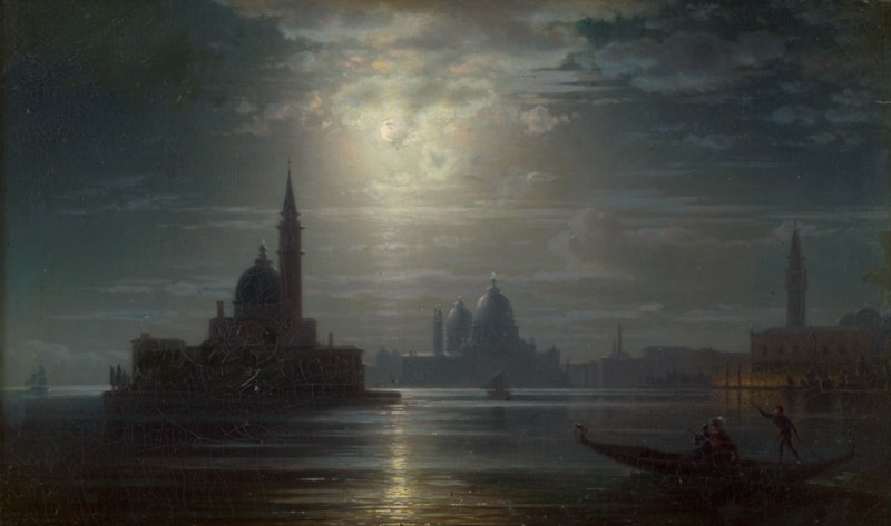 Venedig, Lagune bei Mondschein by Karl Heilmayer - Art Renewal Center