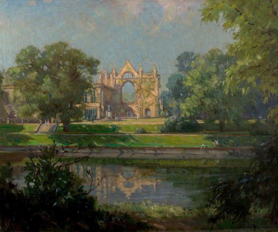 Newstead Abbey from the East, Nottinghamshire (Eagle Pond, Newstead ...