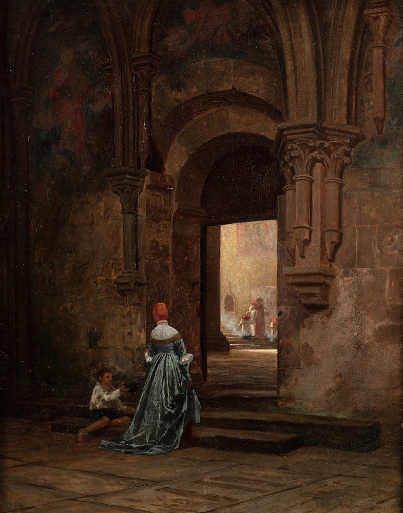 Ved kirketrappen by Otto Sinding - Art Renewal Center