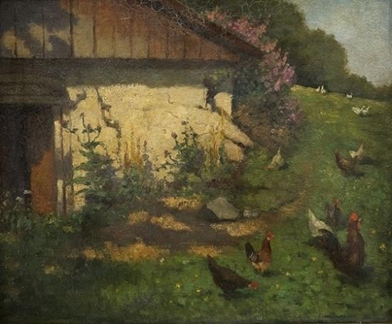 By the Henhouse by Otto Sinding - Art Renewal Center