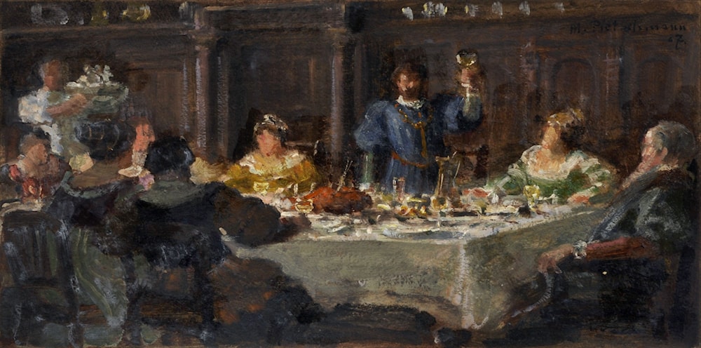 Historische Gesellschaft an einer Festtafel by Max Pietschmann - Art ...